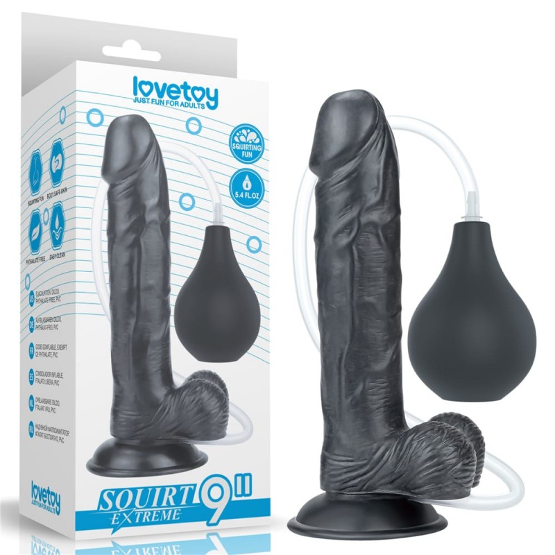 9'' Squirt Extreme Dildo - Black, LVTOY00522/ 6563