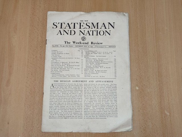 The New Statesman and Nation - July 29, 1939.