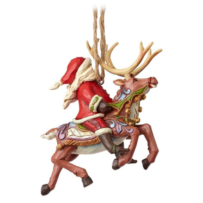 Figura Santa Riding Reindeer Hanging Ornament Figure