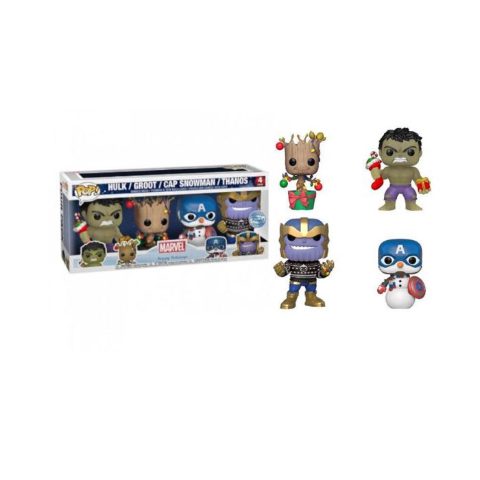 Funko POP! Marvel: Holiday Bobble Head Hulk / Groot / Cap Snowman / Thanos 4PK