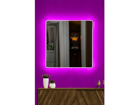 HANAH HOME OGLEDALO SA LED OSVETLJENJEM SQUARE 50X50 CM PINK