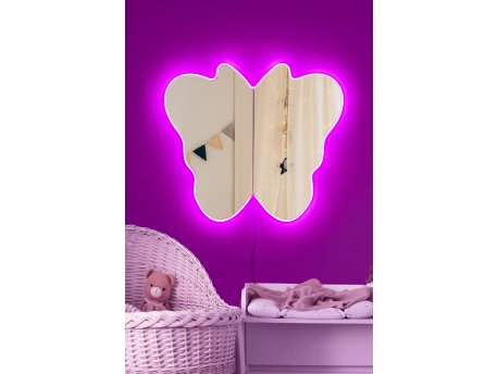 HANAH HOME OGLEDALO SA LED OSVETLJENJEM BUTTERFLY SILVER PINK