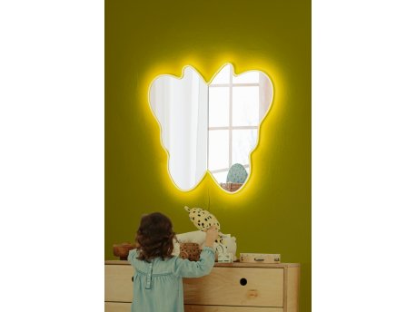 HANAH HOME OGLEDALO SA LED OSVETLJENJEM BUTTERFLY SILVER YELLOW