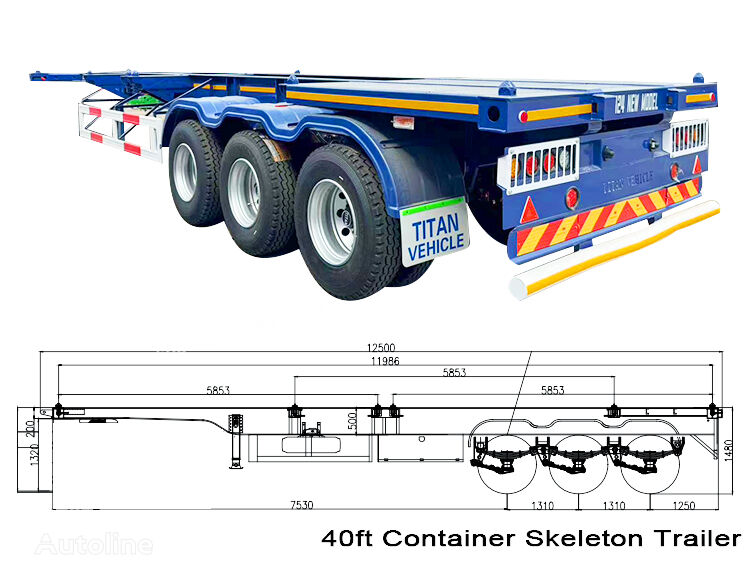 Nova Tri Axle 40Ft Skeletal Trailer Price in Chile poluprikolica za prevoz kontejnera