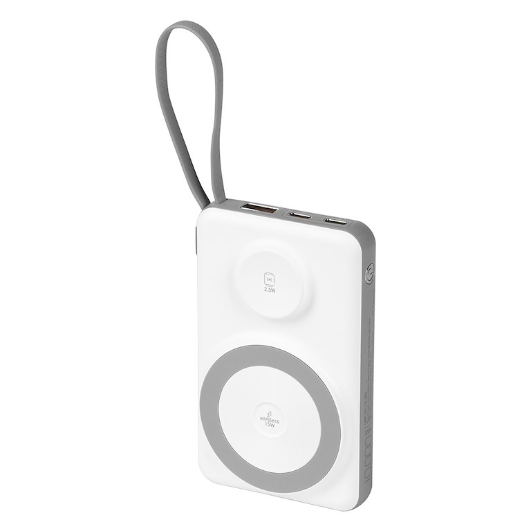 UNIT PD, pomoćna baterija sa magnetom, 10.000 mah, bežično punjenje 15w/2.5w, bela