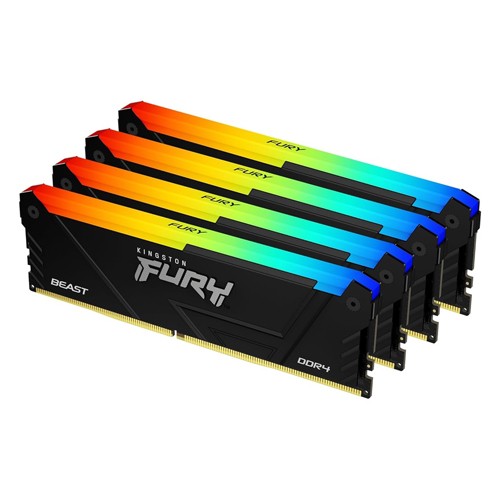 Kingston 128GB (4x32GB) DDR4 3200MT/s CL16 FURY Beast RGB Black XMP DIMM memorija | KF432C16BB2AK4/128