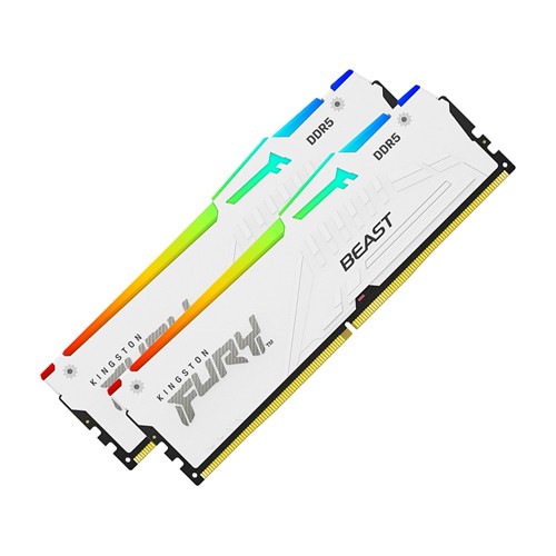 Kingston 64GB (2x32GB) DDR5 6400MT/s CL32 FURY Beast White RGB EXPO DIMM memorija | KF564C32BWEAK2-64