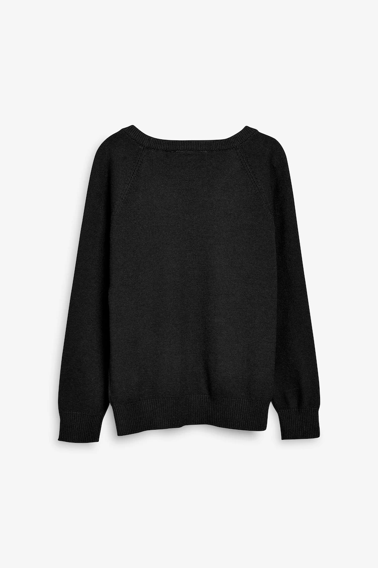 Black Knitted V-Neck School Jumper (3-16yrs)