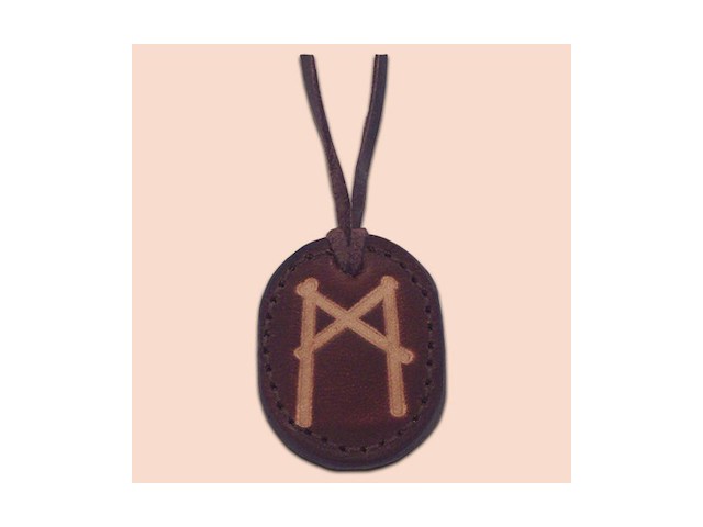 Kožna ogrlica runa amulet Mannaz