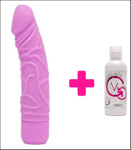 Roze silikonski vibrator + lubrikant