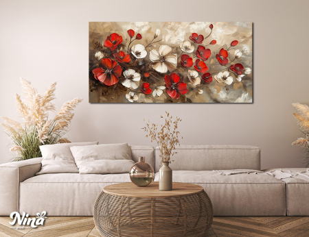 Moderne slike na platnu Apstrakcija crveni cvetovi ms123
