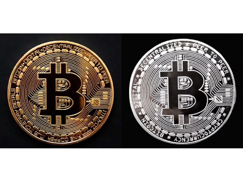 Gold and Silver Plated Bitcoin Coin - Lot 2 Bitcoina