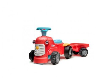 FALK Traktor za decu sa prikolicom crveni