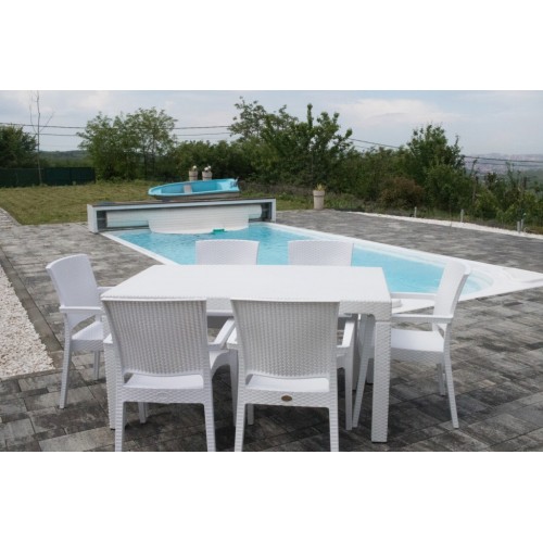 Bastenski set ZEUGMA 6 stolice i sto 150x90 Beli