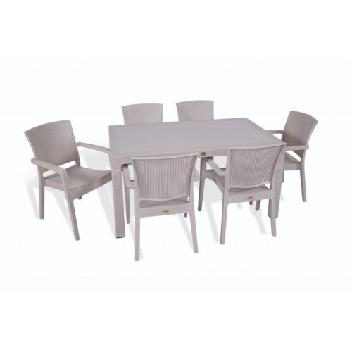 Bastenski set ZEUGMA 6 stolice i sto 150x90 Cappuccino