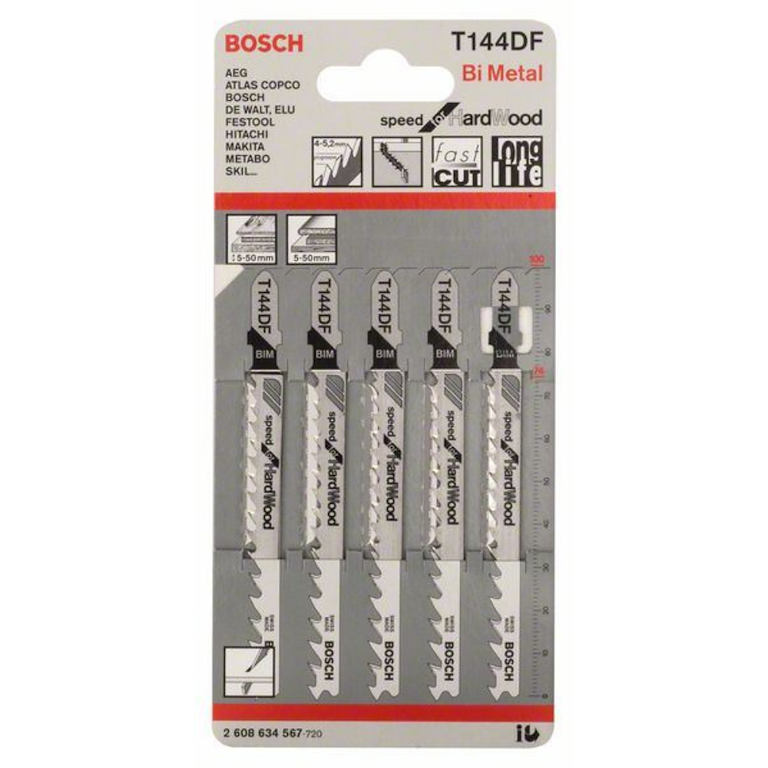 Bosch – 5 x List ubodne testere T 144 DF Speed for Hard Wood – 2608634567