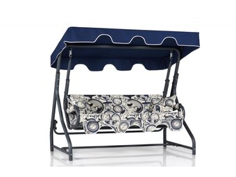 HANAH HOME Baštenska ljuljaška trosed Ruta 7 Dark Blue Cream Black