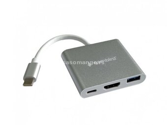 GEMBIRD A-CM-HDMIF-05 TYPE-C TO HDMI + USB3.0 + PD ALUMINIUM (alt.A-CM-HDMIF-02-SG 1065)