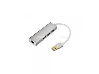 FAST ASIA USB 3.0 - HUB 3port + RJ45 (ž) siva