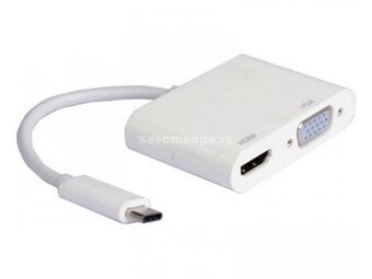 E-GREEN Adapter USB 3.1 tip C (M) - HDMI + VGA (F) beli