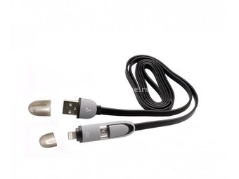 S BOX Micro USB kabl + Lightning adapter 2in1, 1.5m (Crna)