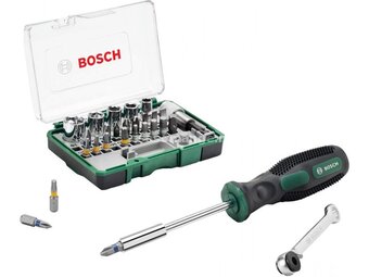 BOSCH 27-delni set bitova sa čegrtaljkom i ručnim zavrtačem 2607017331