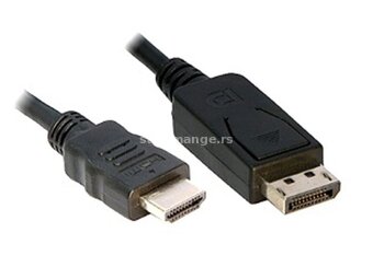 E-GREEN DisplayPort M - HDMI M 1.8m, crni