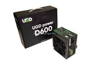 UGD Napajanje D600 600W UGD Power 12cm FAN, 20+4pin, 4+4pin, 3xSATA, 1xIDE, 2x6+2pin Black