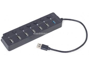 GEMBIRD UHB-U3P1U2P6P-01 7-port USB hub (1xUSB 3.1 + 6xUSB 2.0) with switches