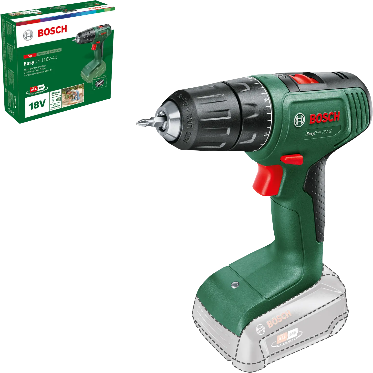 Bosch Akumulatorska bušilica-odvrtač EasyDrill 18V-40 bez baterije i punjača 06039D8000