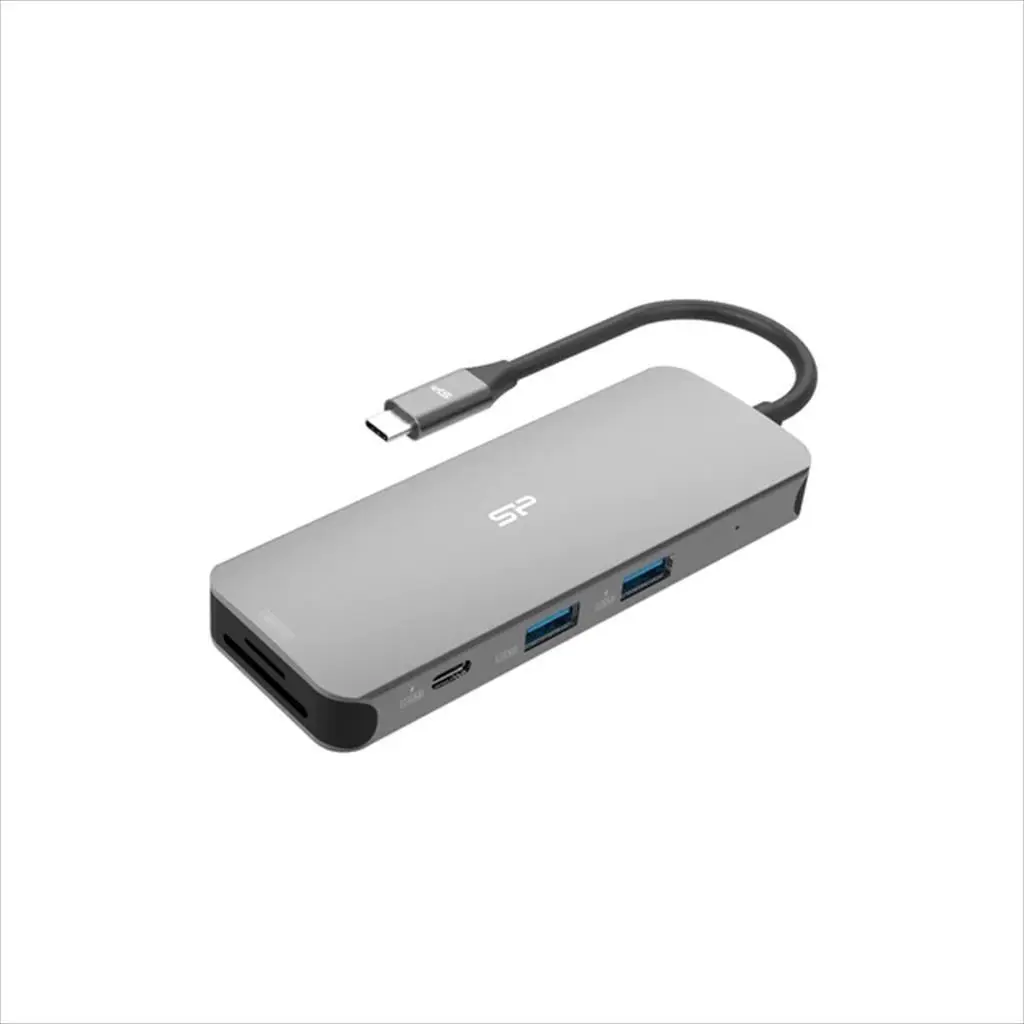 SILICON POVER priključna stanica sr30 Tipe-C 8 in1, HDMI4k/ 2 k USB 3.2 gen 1, siva