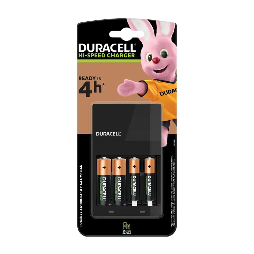 Duracell CEF14 Punjač + punjive baterije 2xAA, 1300mAh + 2xAAA 750mAh