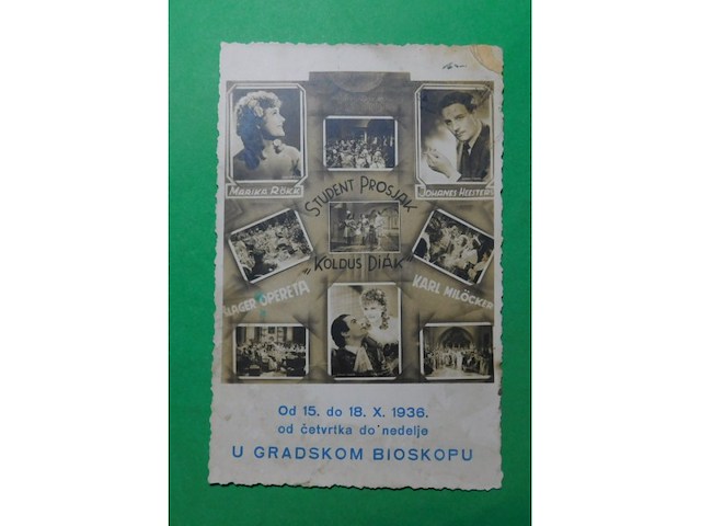 Gradski bioskop Subotica - 15-18.X 1938 - retko