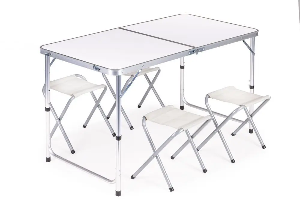 ModernHome Set sklopivi sto za kampovanje i 4 stolice, Beli