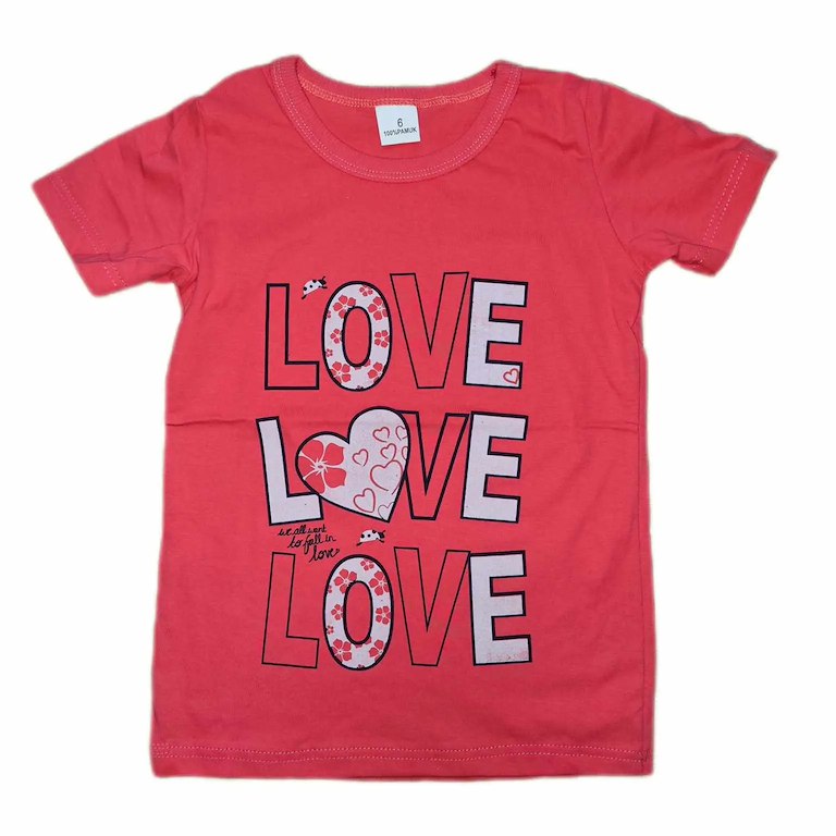 Dule i Neli Majica za devojčice LOVE, Koralna