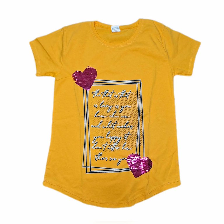 Dule i Neli Majica za devojčice piši briši sa štampom, Žuta