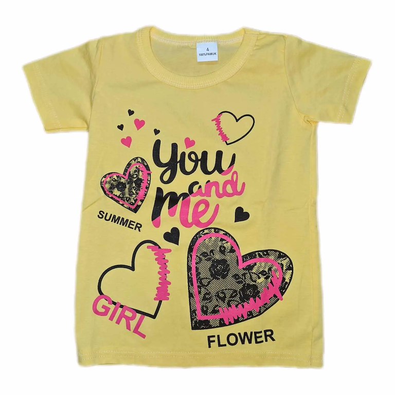 Dule i Neli Majica za devojčice Srce, Žuta
