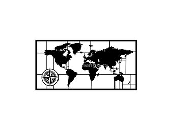 WALLXPERT Zidna dekoracija World Map Metal Decor 7 Black