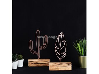 WALLXPERT Stona dekoracija Cactus Feather Mini Set Bronze