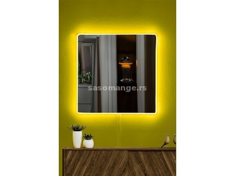 HANAH HOME Ogledalo sa LED osvetljenjem Square 50x50 cm Yellow