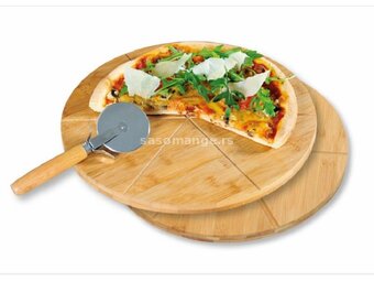 KESPER Daska za pizzu set 2 kom bambus 32 cm sa točkićem za sečenje KSP58465