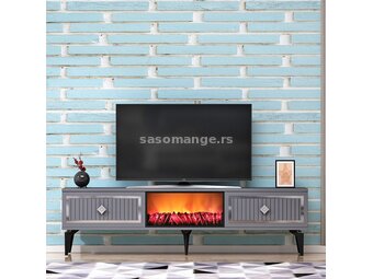 HANAH HOME TV polica Flame Fireplace Anthracite Silver