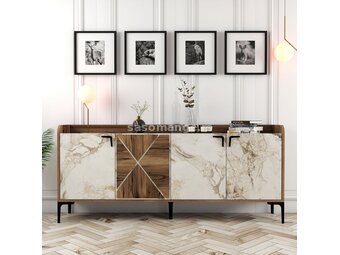 HANAH HOME Komoda Venedik Walnut White Marble