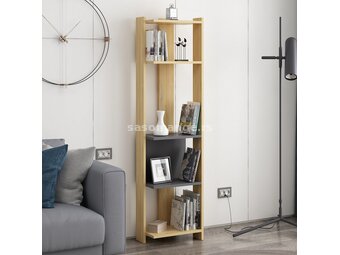 HANAH HOME Polica za knjige Abis Narrow Oak Anthracite