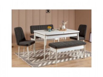 HANAH HOME Trpezarijski set Vina White Anthracite OUTLET