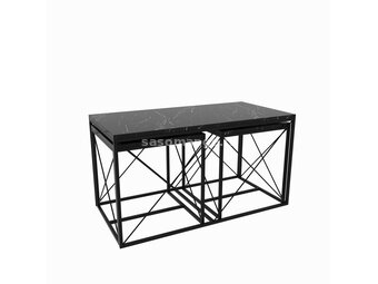 HANAH HOME Sto za dnevnu sobu Defne Black Marble (3 kom)