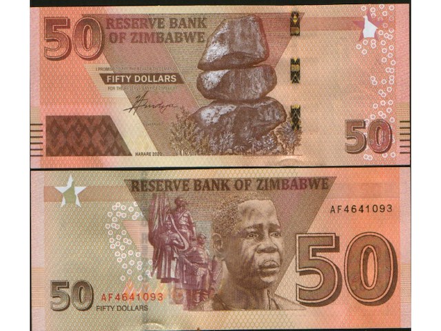 Zimbabwe 50 Dollars 2020-2021. UNC.