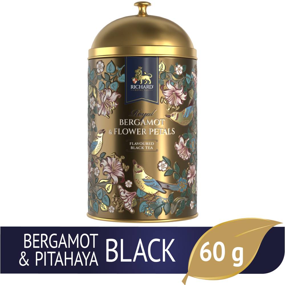 RICHARD "Royal Bergamot & flower Petals" – Crni čaj sa aromom bergamota i laticama cveća, 60g rinfuz, BROWN metalna kutija