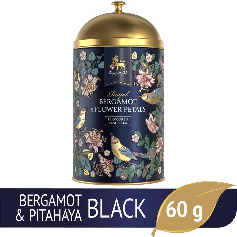 RICHARD "Royal Bergamot & flower Petals" – Crni čaj sa aromom bergamota i laticama cveća, 60g rinfuz, BLUE metalna kutija