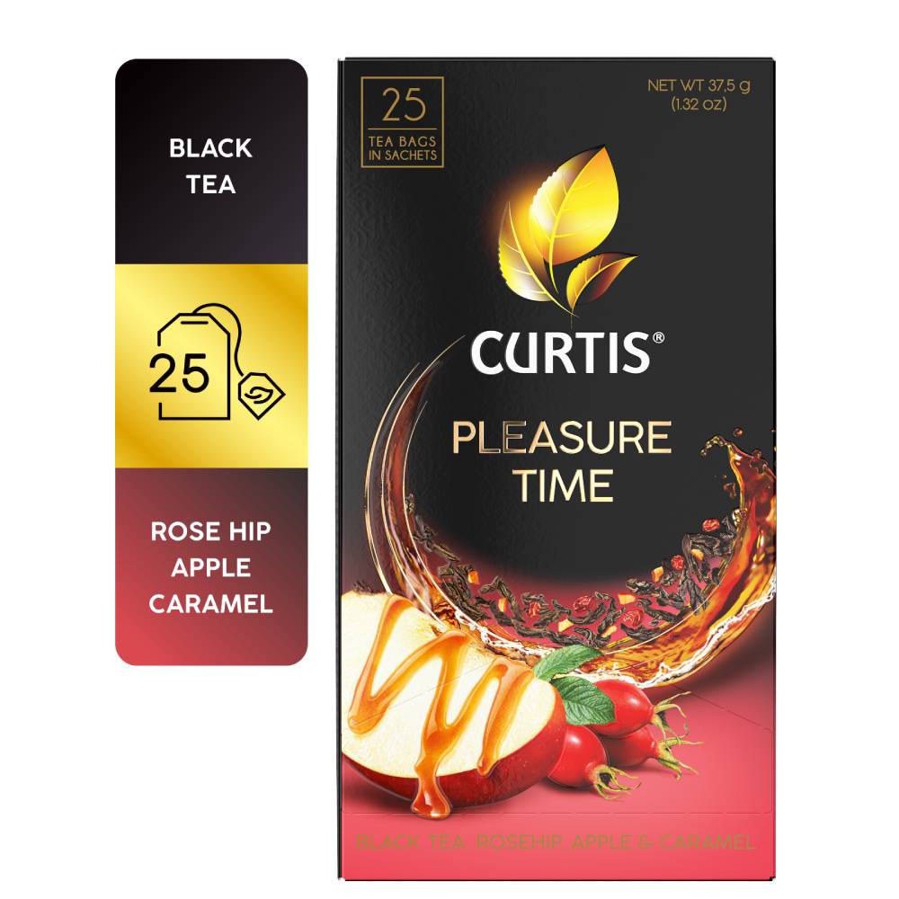 CURTIS Pleasure Time - Crni čaj sa komadićima jabuke, šipura, aromom pitaje i karamele, 25x1,5g